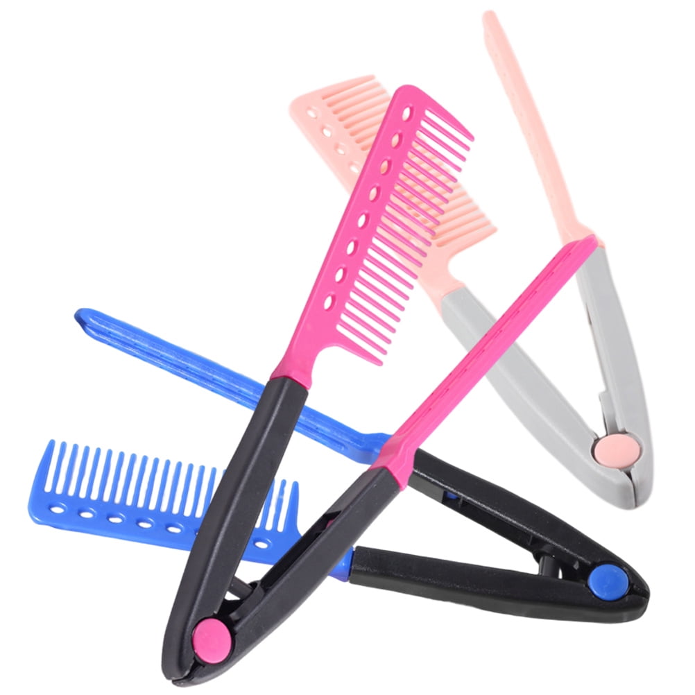 3 pcs Folding Hair Straightener Comb Straightening Brush for Smooth ...