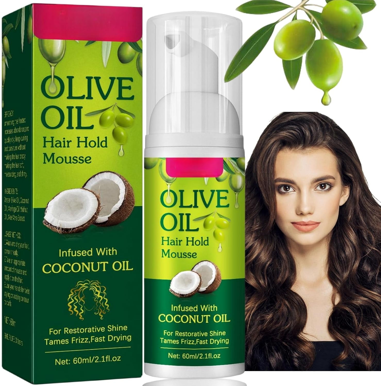 Hair Styling Curling Mousse, Olive Oil Natural Moisturizing Foam for ...