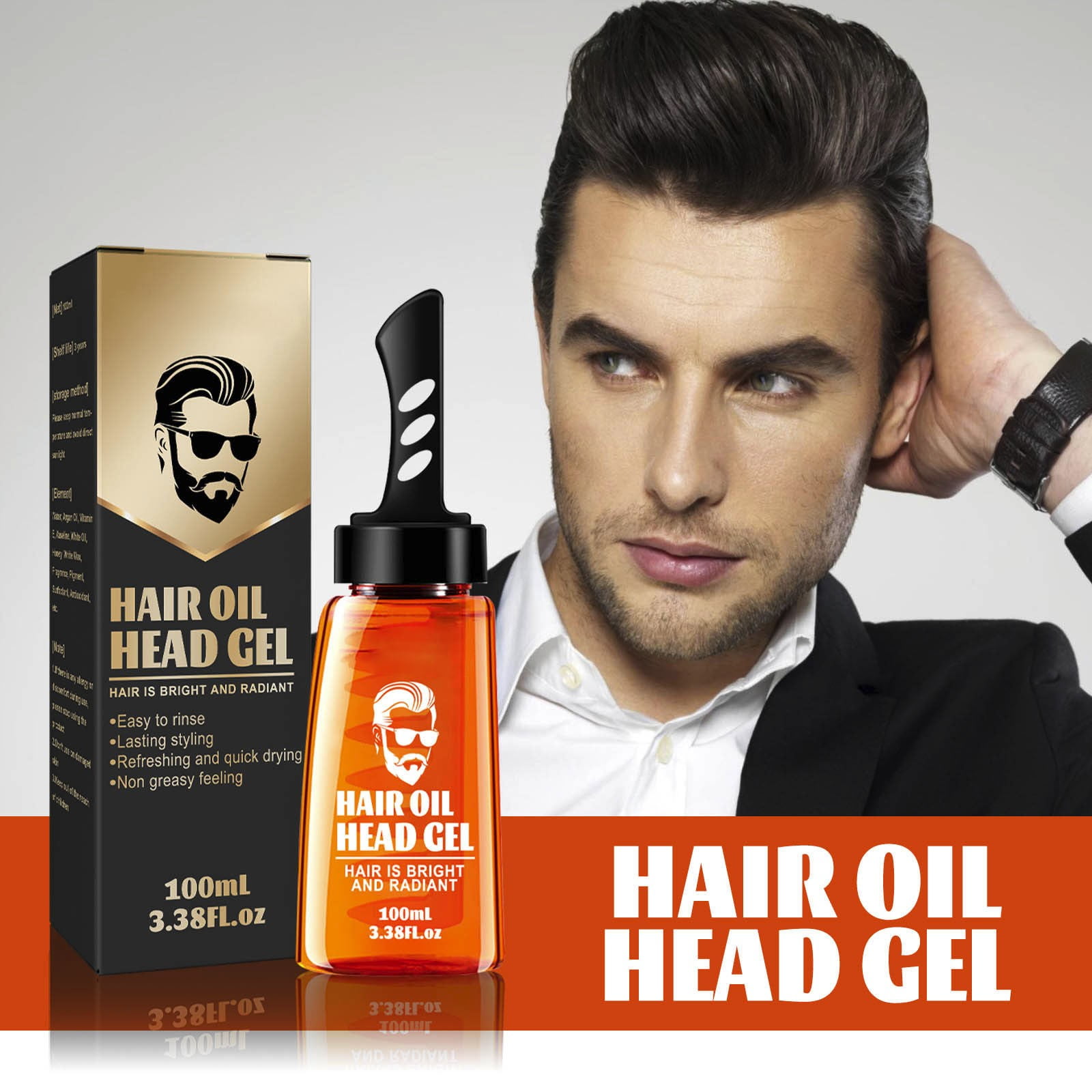 Hair Styling Gel, 2-in-1 Wax Gel with Comb, Men's Grooming gel ...