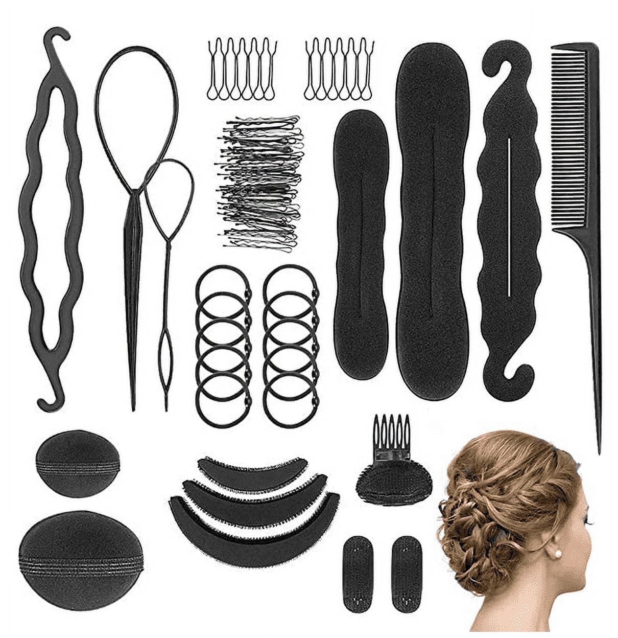 NOGIS Hair Styling Set, 83 PCS DIY Hair Accessories, Hair Bun Maker ...