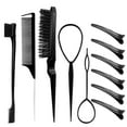 Hair Styling Tool Set: Combs, Triple Teasing Brush, Edge Brush, Rat ...