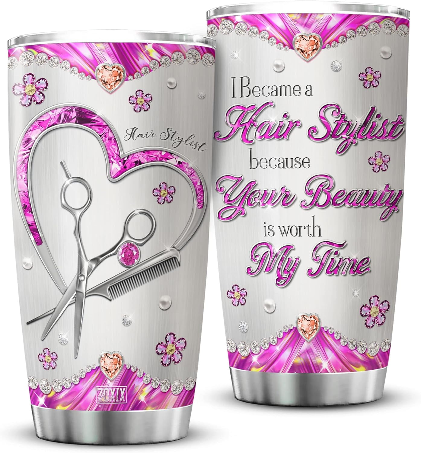 Hair Stylist Tumbler With Lid 20oz Jewelry Style Cute Hairdresser Gifts ...