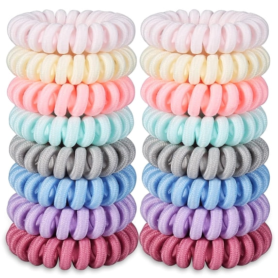 Hair Ties, 16 Pack Spiral Hair Coils for Thick & Thin Hair - No Crease ...