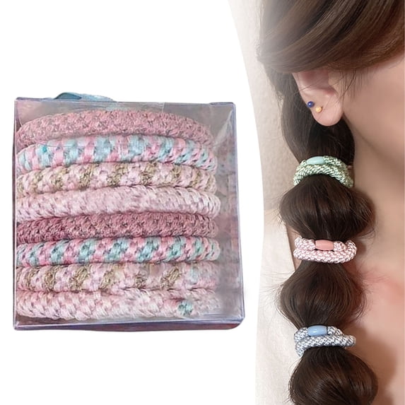 Hair Ties for Thick Hair - 8Pcs Elastic Hair Ties - Soft Cotton Woven ...