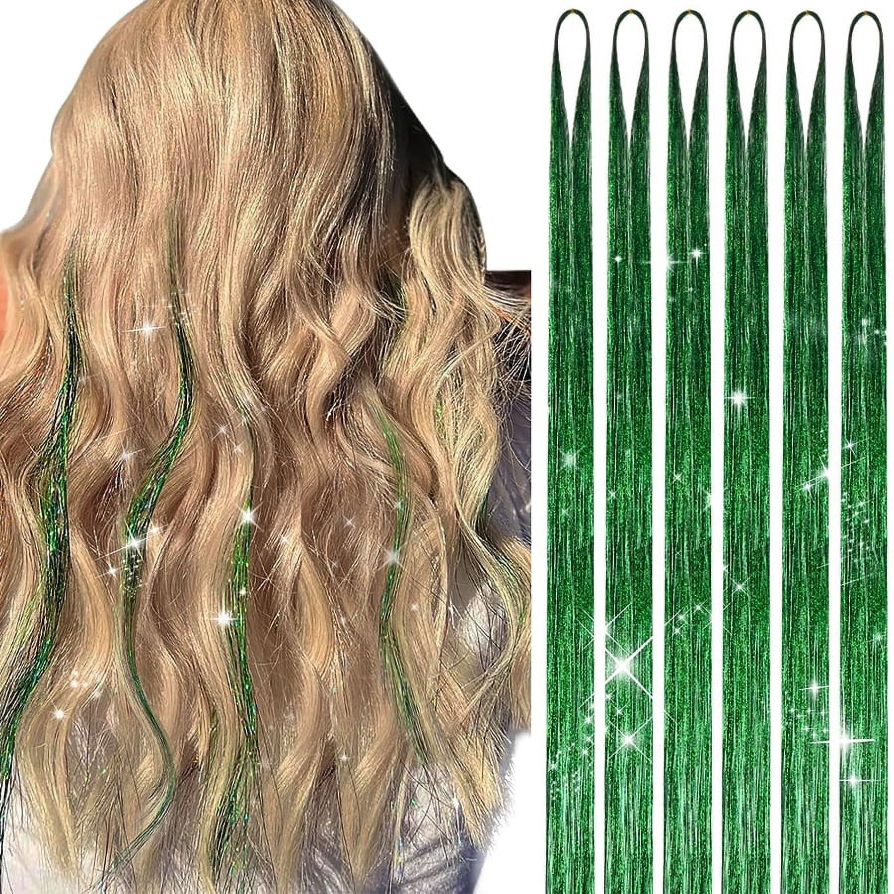 Hair Tinsel 38 Inch 1200 Strands Glitter Tinsel Hair Extensions ...