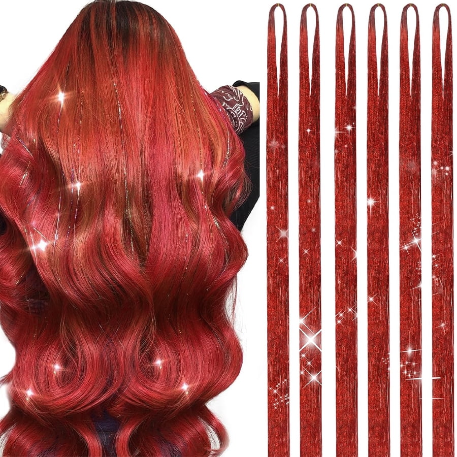 Hair Tinsel 38 Inch 1200 Strands Glitter Tinsel Hair Extensions ...