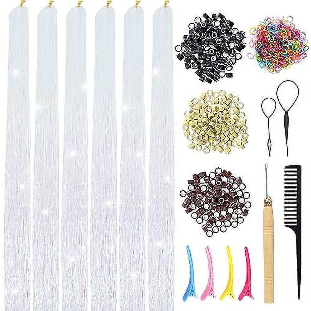 Hair Tinsel Kit With Tools Tinsel Hair Extensions 6Pcs 1200 Strands ...