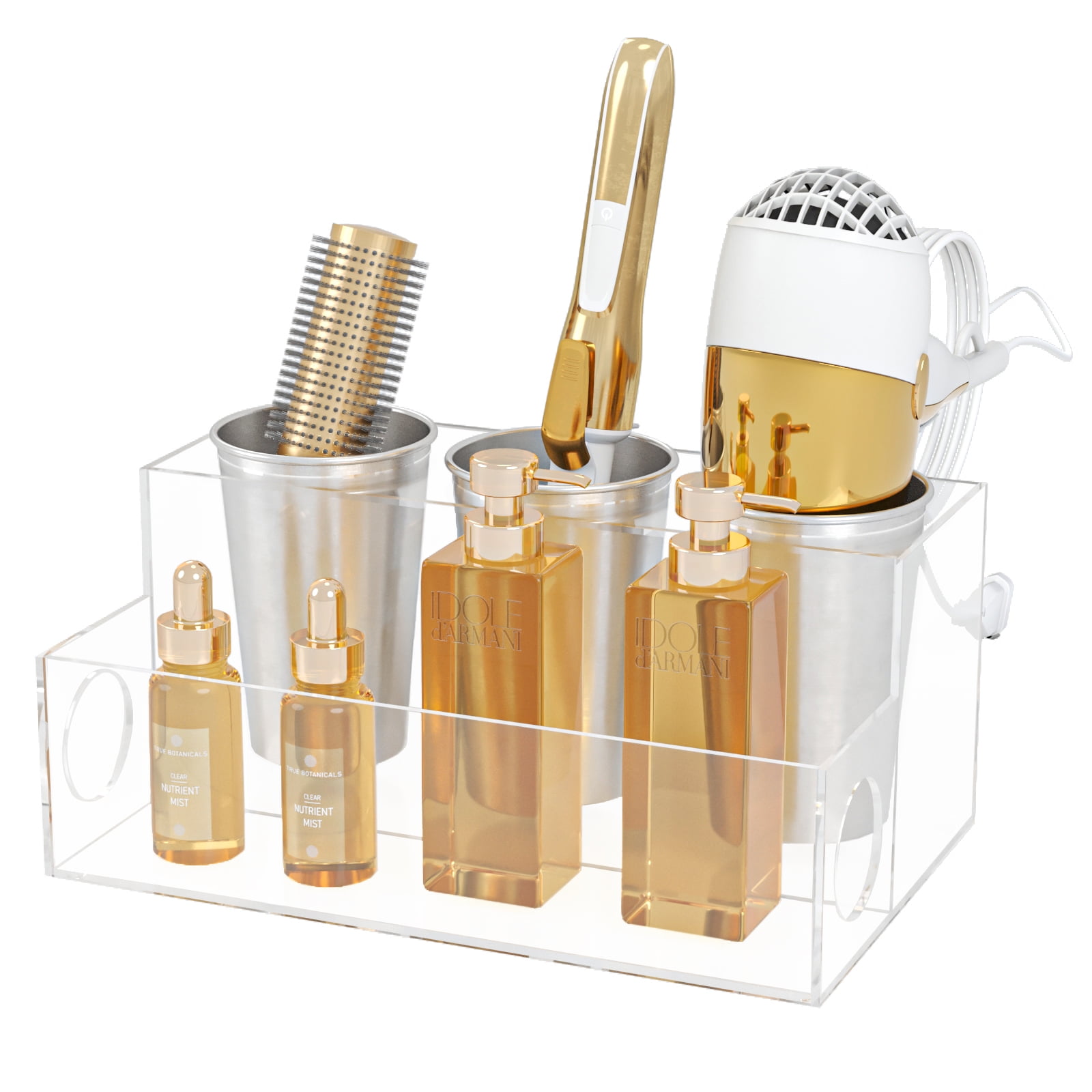 Hair Tool Organizer, Acrylic Hair Dryer Holder with 3 Stainless Steel ...