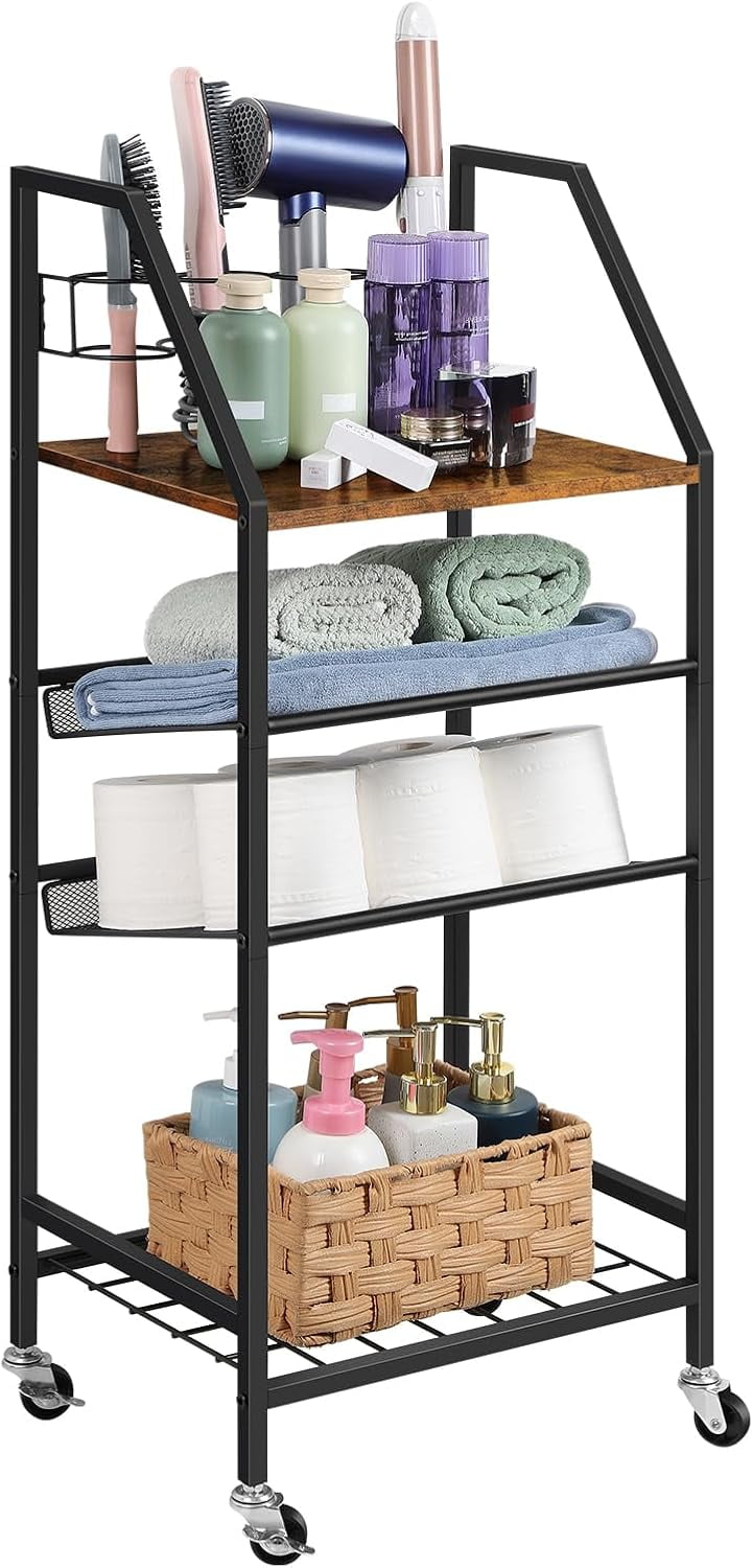 Hair Tool Organizer Bathroom Storage Shelf, 4-Tier Bathroom Standing ...