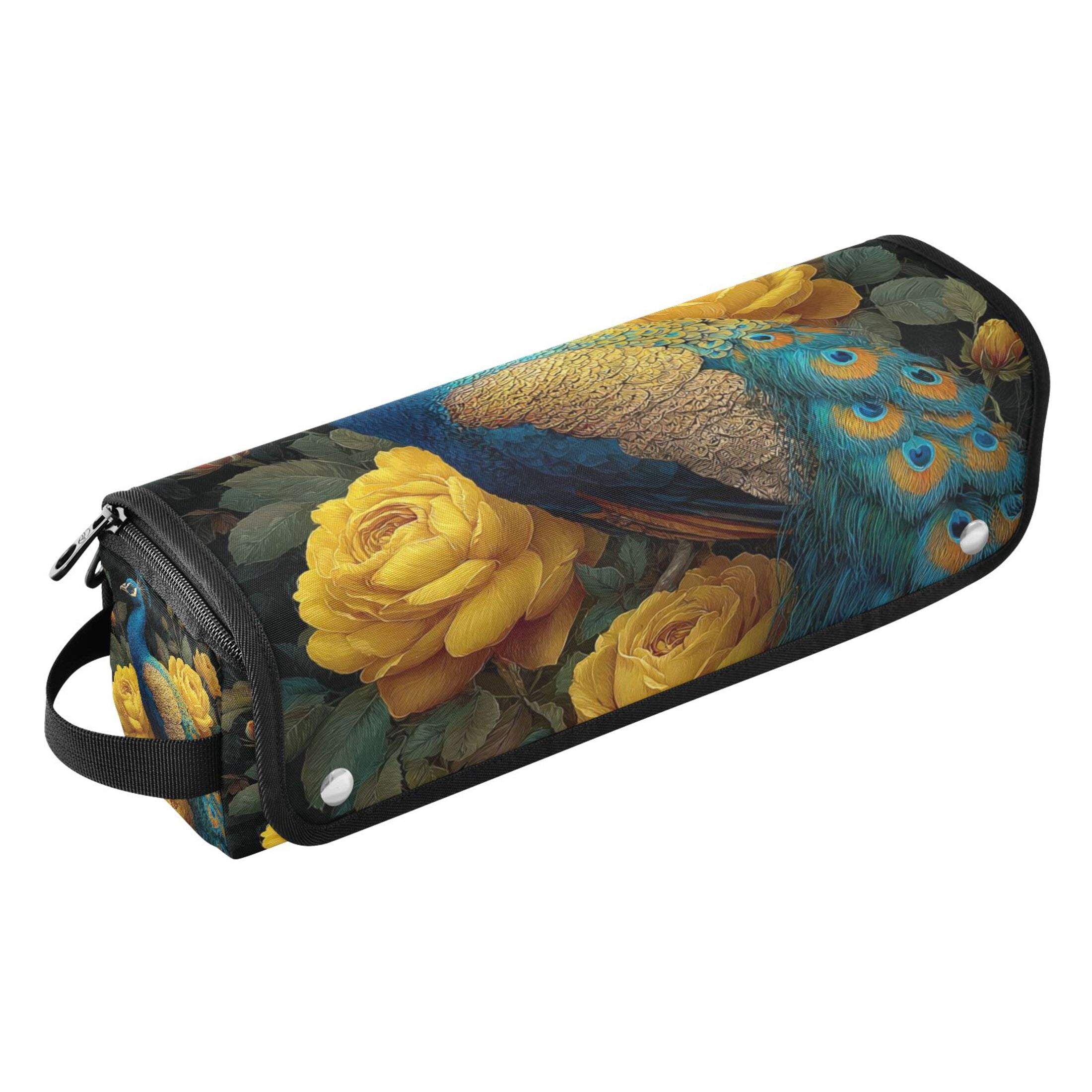 Hair Tools Storage with Heat Resistant Mat- Peacock Pattern Printed ...