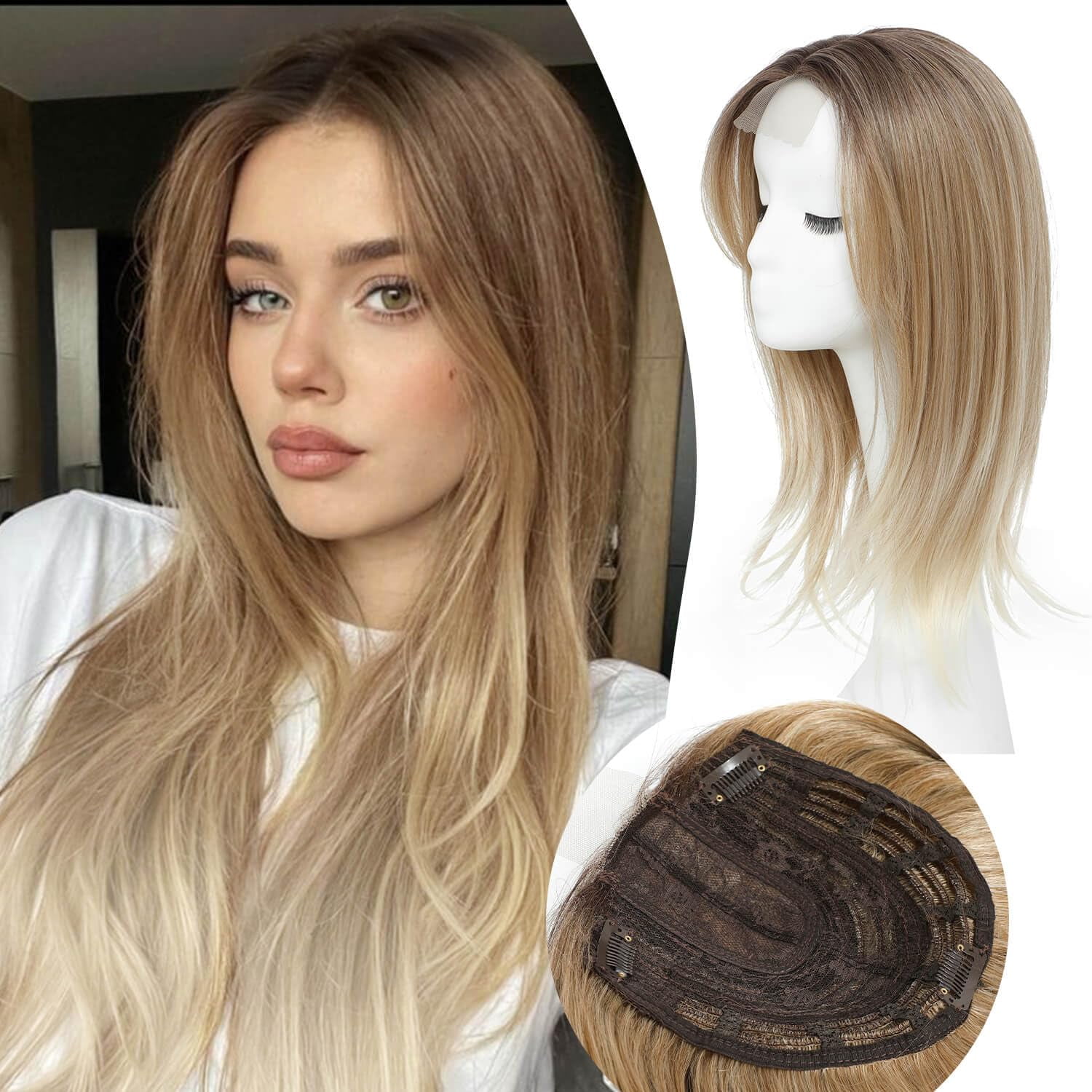 Hair Topper 18 Inch for Women With Thinning Hair - Long Layered 6.5"X6 ...