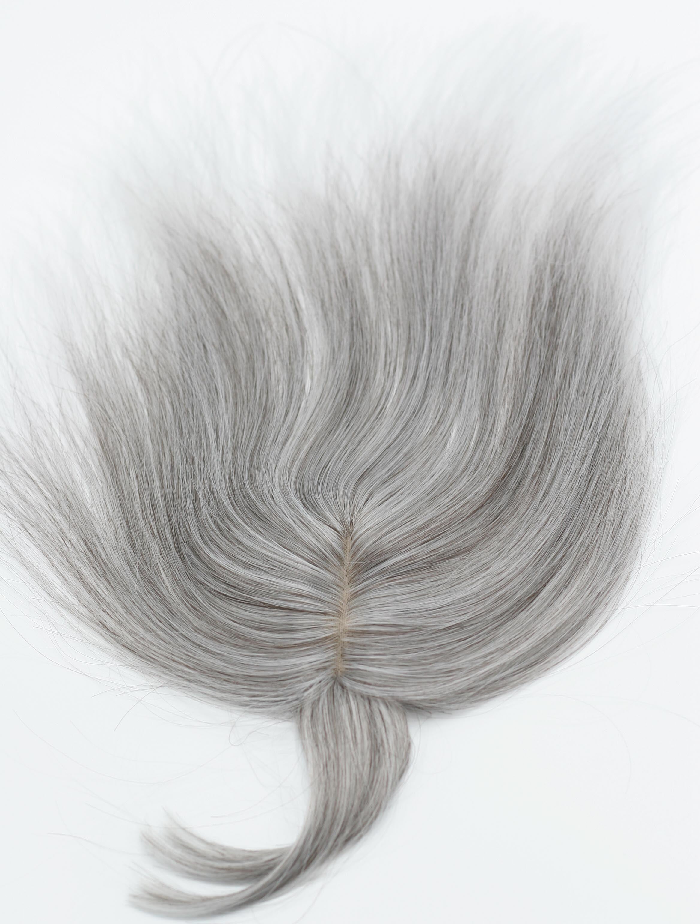 Hair Topper for Women Thinning Crown with Bangs Grey Mix Salt and ...