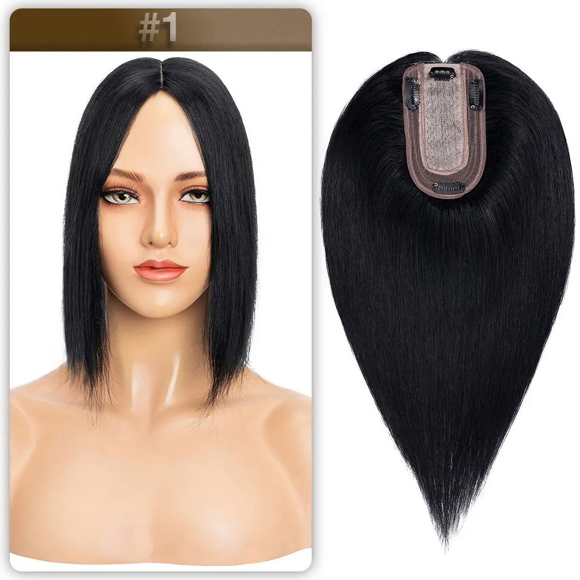 Hair Toppers - 7x13 cm Women's Hair Topper Clip, Natural 100% Human ...