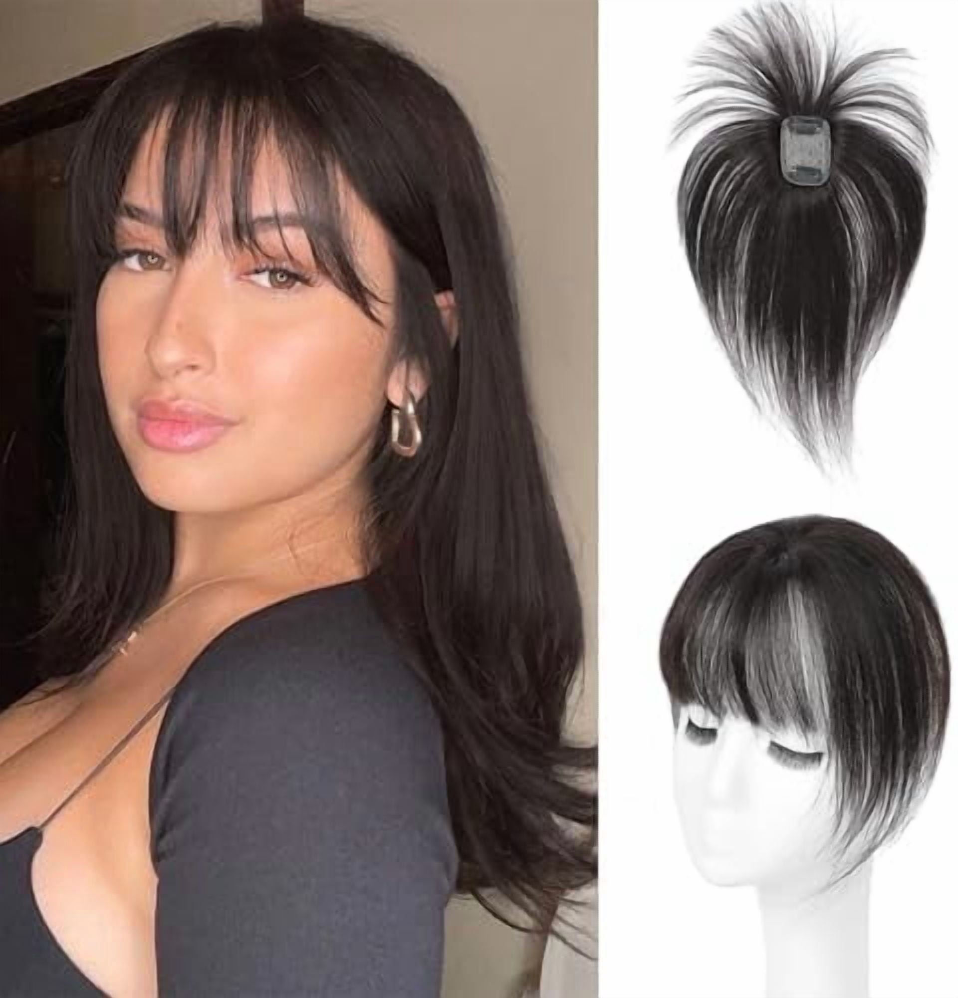 Hair Toppers for Women Real Human Hair - 360? Coverage Brown Black Clip ...