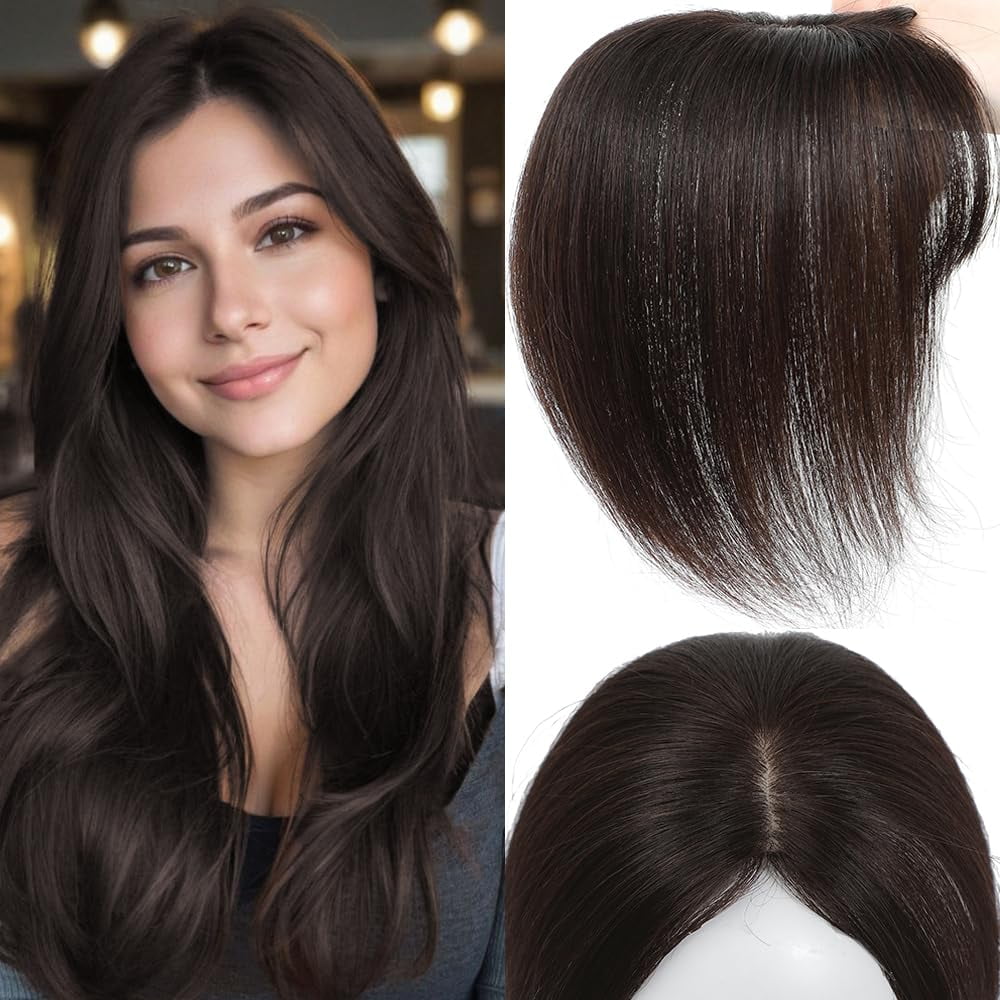 Hair Toppers for Women Real Human Hair, 3D Cover Clip in Bangs ...