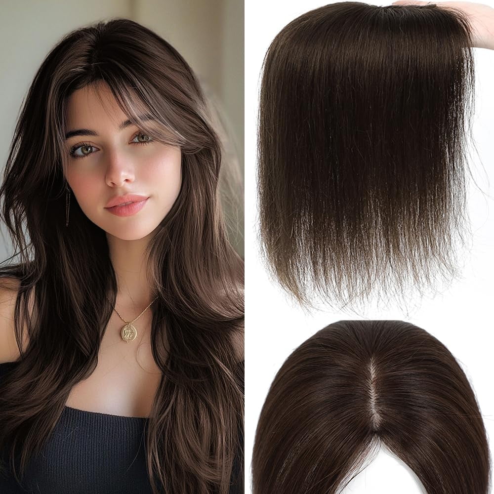 Hair Toppers for Women Real Human Hair, 3D Cover Clip in Bangs ...