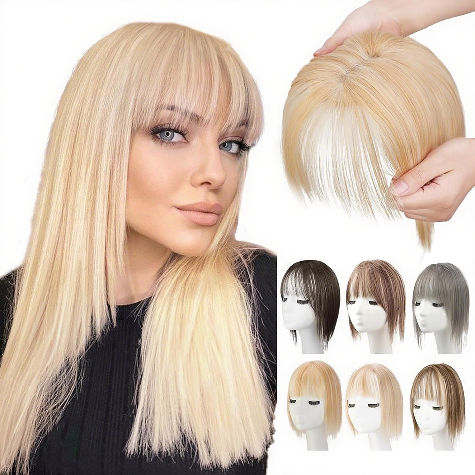 Hair Toppers for Women Real Human Hair, 3D Cover Clip in Bangs ...
