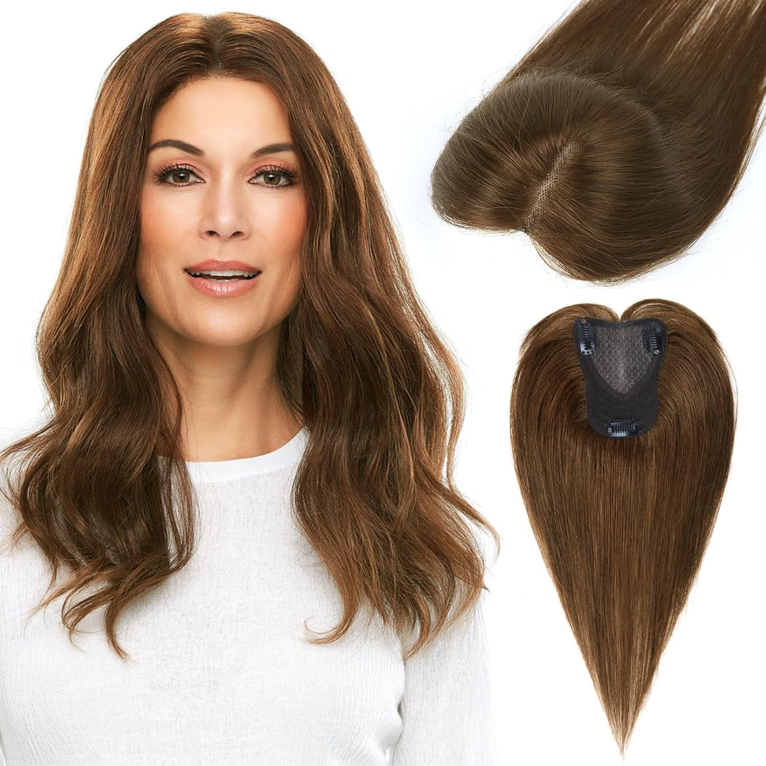 Hair Toppers for Women Real Human Hair Extensions Clip in Bangs 100 ...