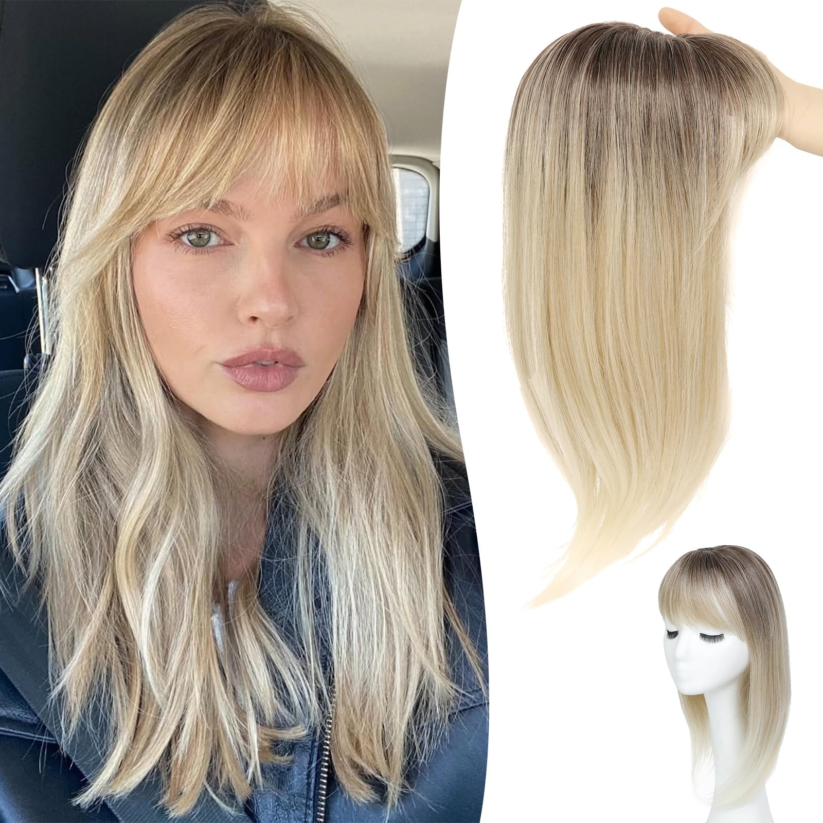 Hair Toppers for Women with Thinning Hair Pieces Fluffy Wispy Clip in Bangs 18 Inch Long ...