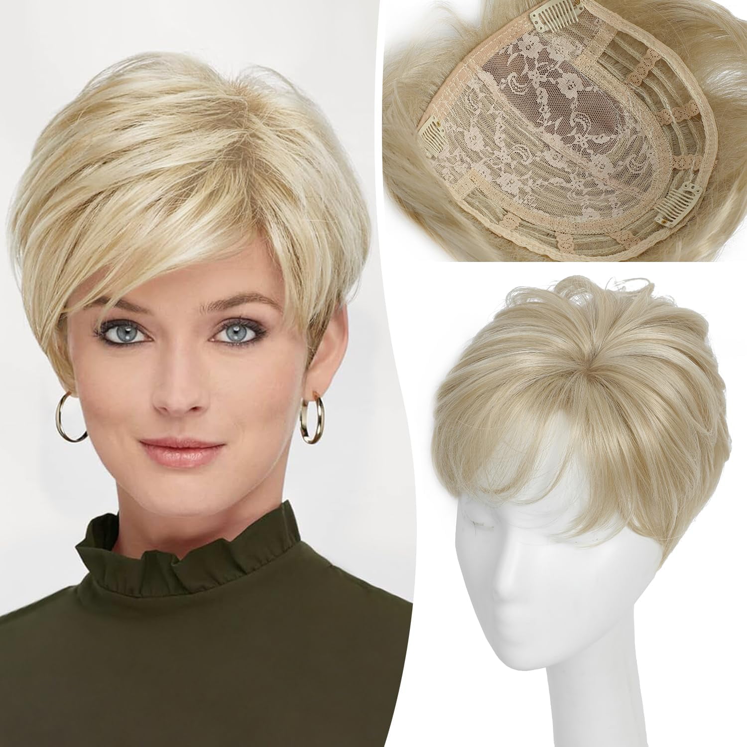 Hair Toppers for Women Hair Topper Short Pixie Cut Toppers Hair Pieces ...