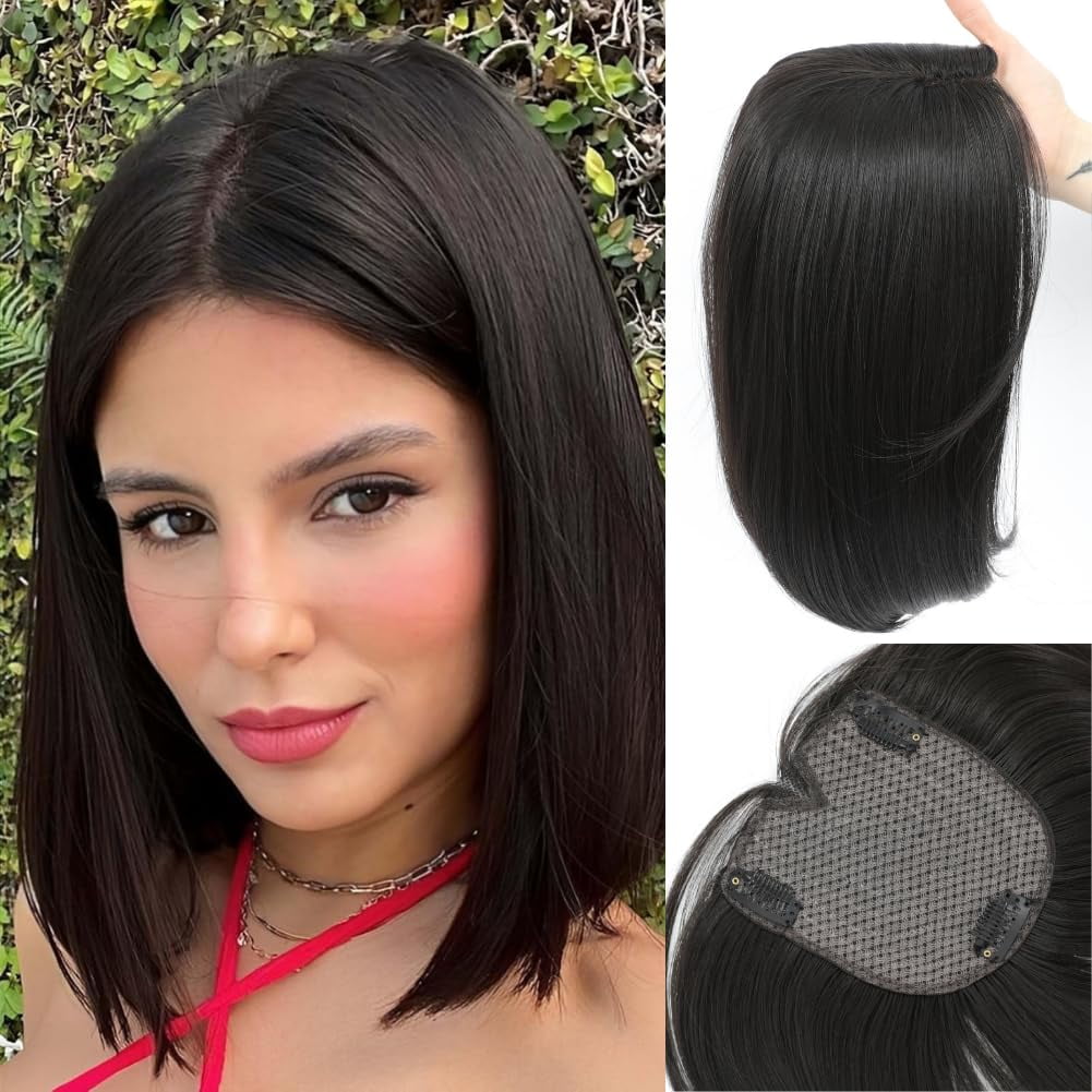 Hair Toppers for Women clip in bangs Large Base Toppers for Women with ...