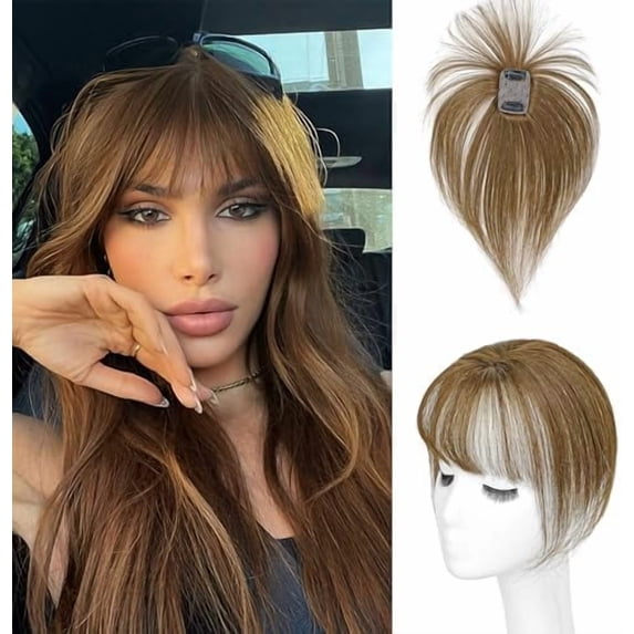 Hair Toppers for Women Real Human Hair - 360? Coverage Brown Clip In ...