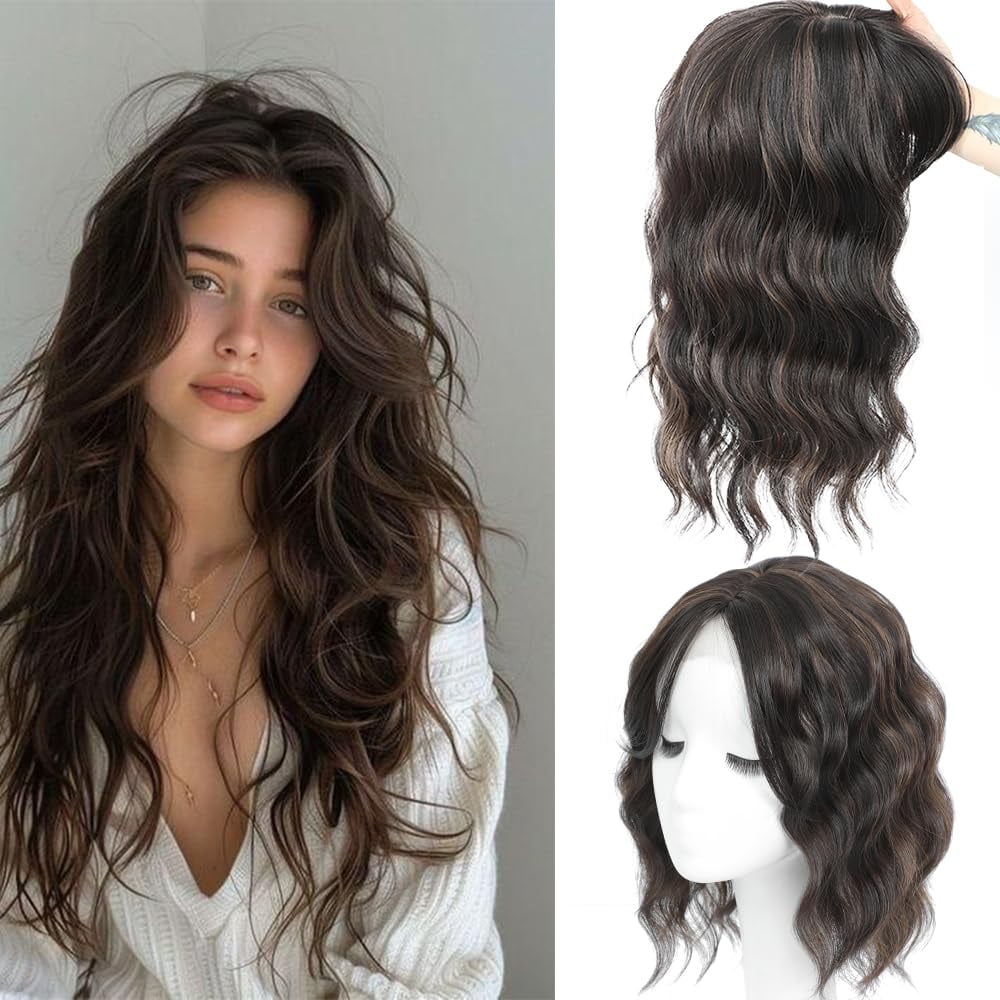 Hair Toppers for Women with Thinning Hair, 3D Toppers Pieces for Women Middle Part Clip in Bangs ...