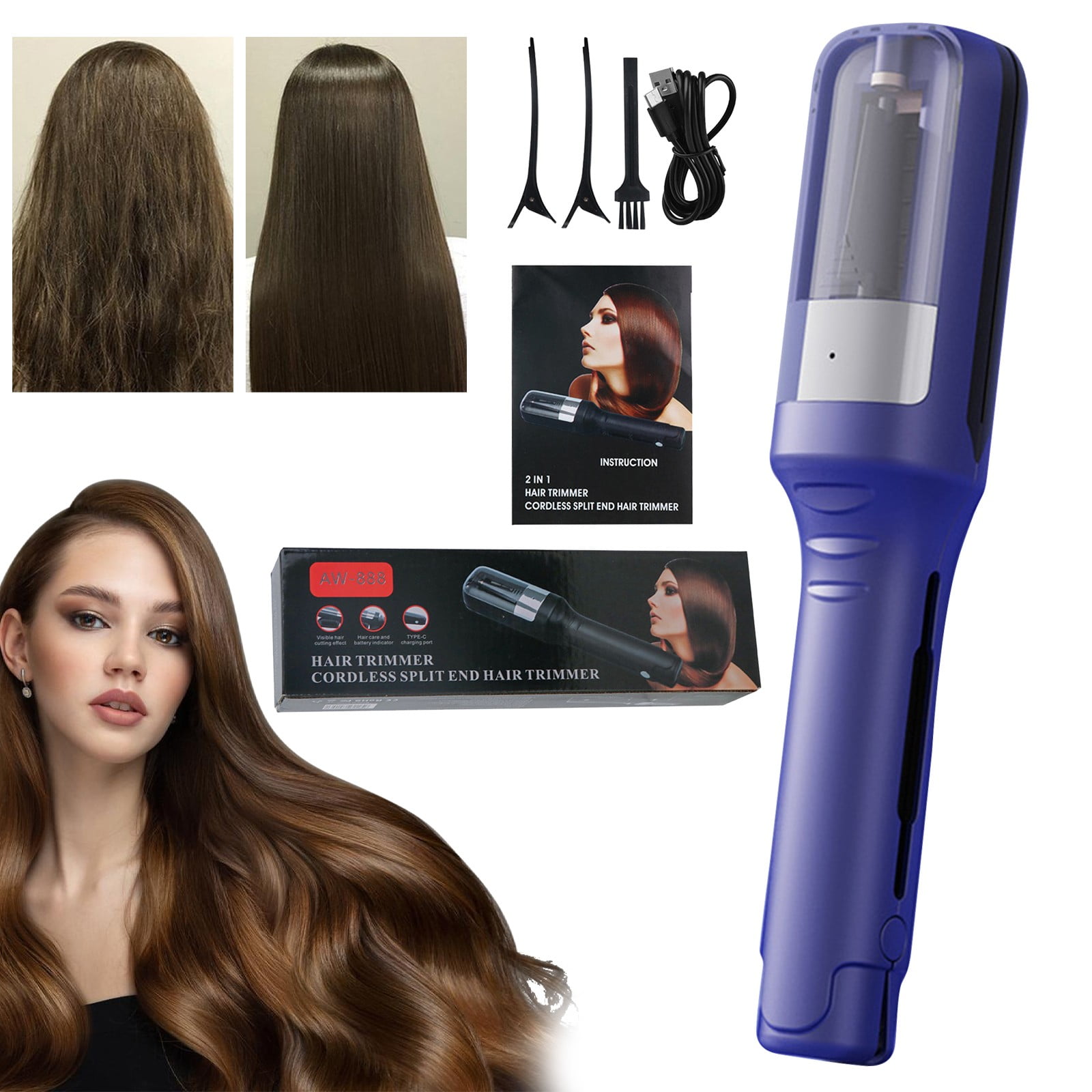 Hair Trimmer Hair Ends Trimmer Split Remover Dry Damaged Brittle ...