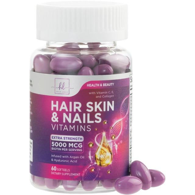 Hair Vitamins for Women with Biotin 5000mcg - Hair, Skin & Nails Health ...