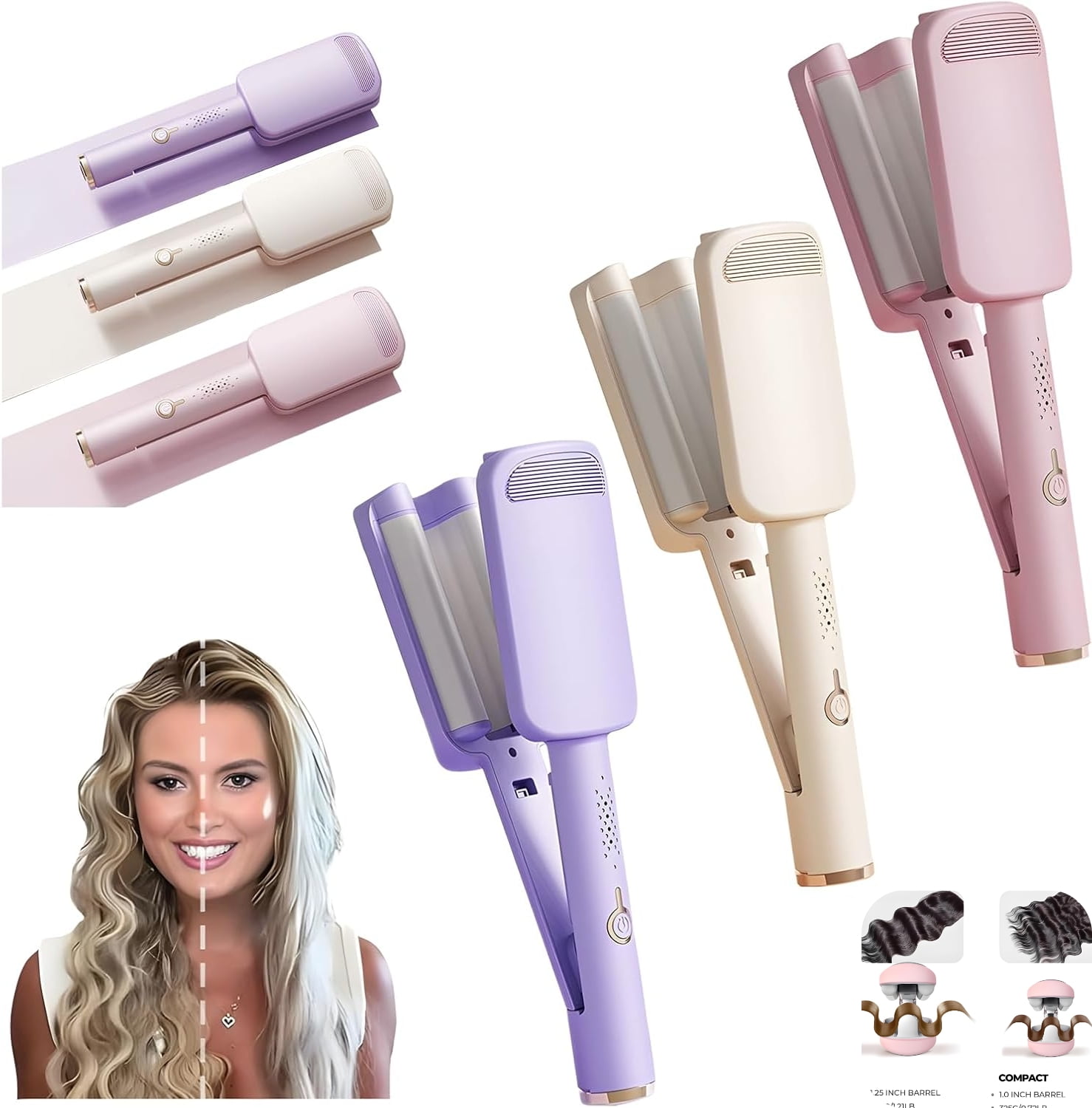 Hair Waver Crimper, Curling Iron Hair Crimper Waver, Beach Waves ...
