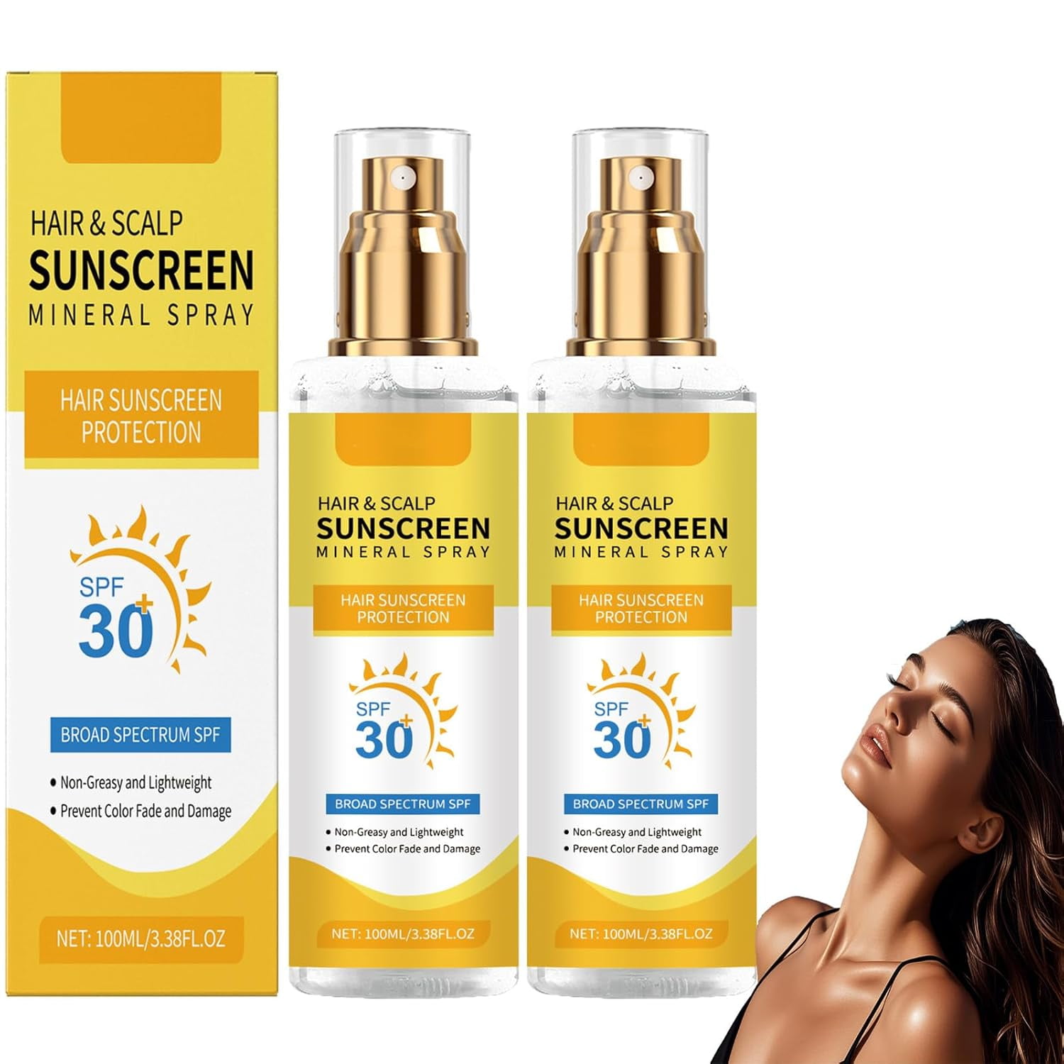 Hair and Scalp Sunscreen Spray SPF 30,UV Hair Protection Spray,Non ...