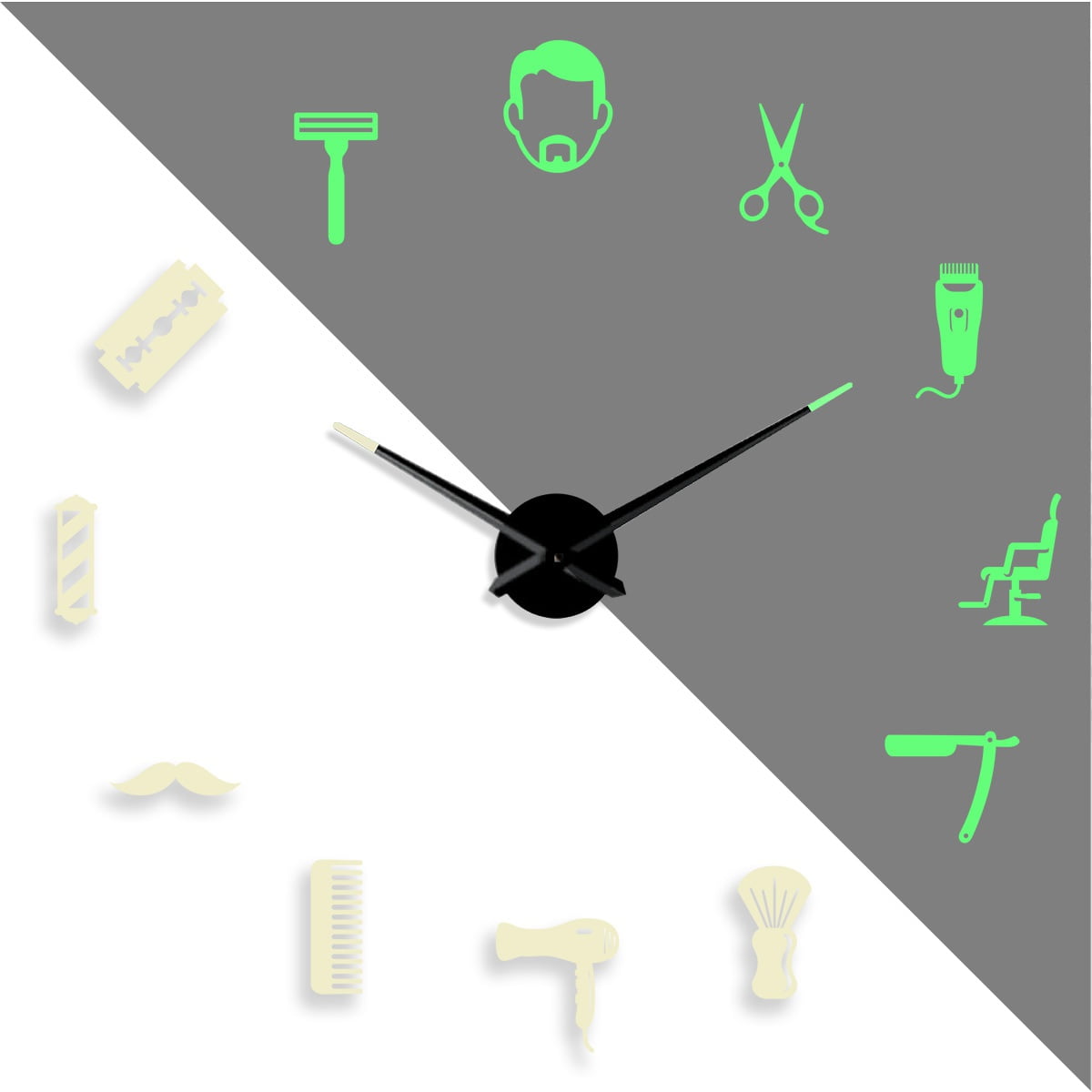 Hair salon DIY Different Luminous Frameless Wall Clock Decor Modern ...