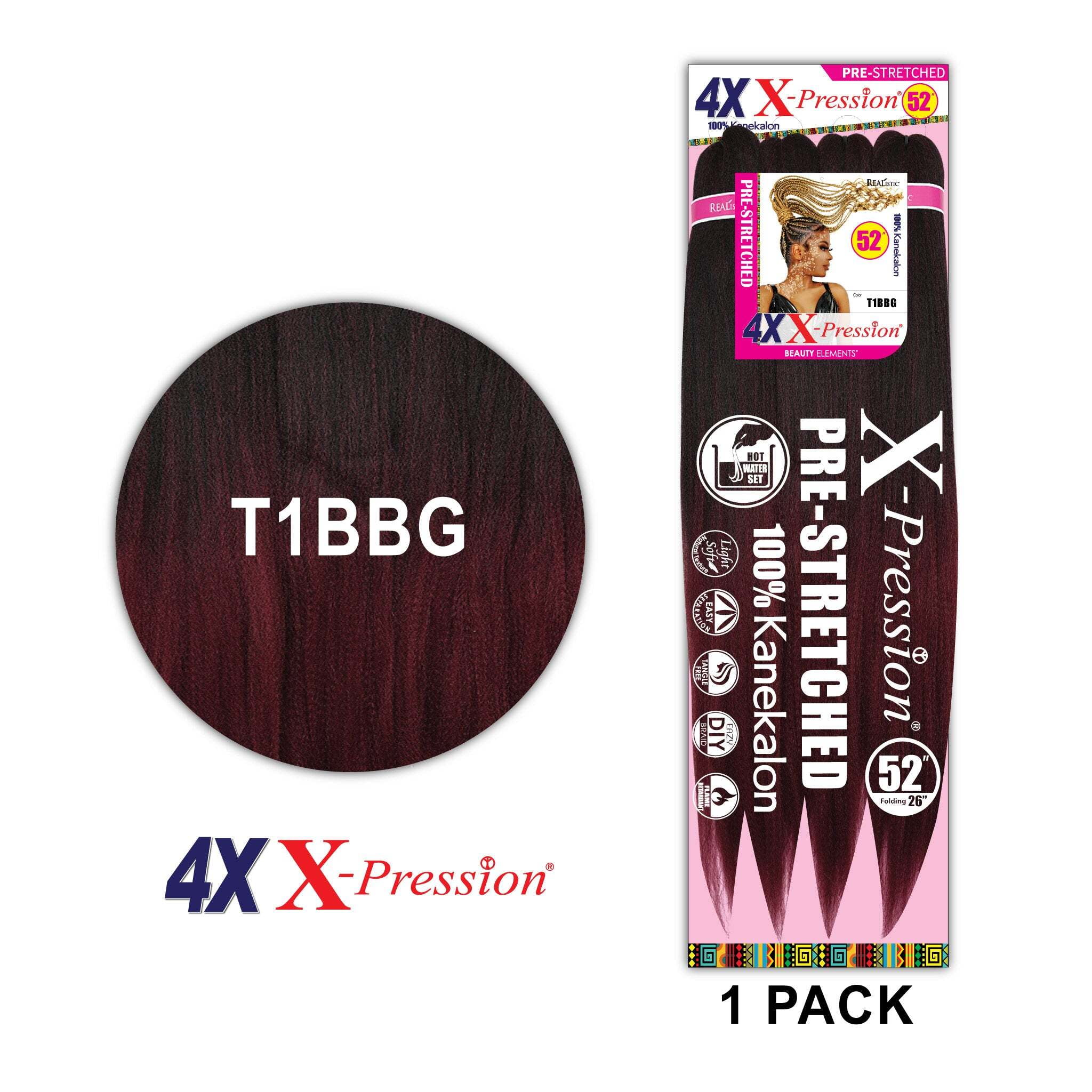 Hairking Realistic 4X X-Pression 52in Easy To Braid, Knotless, Feed in ...