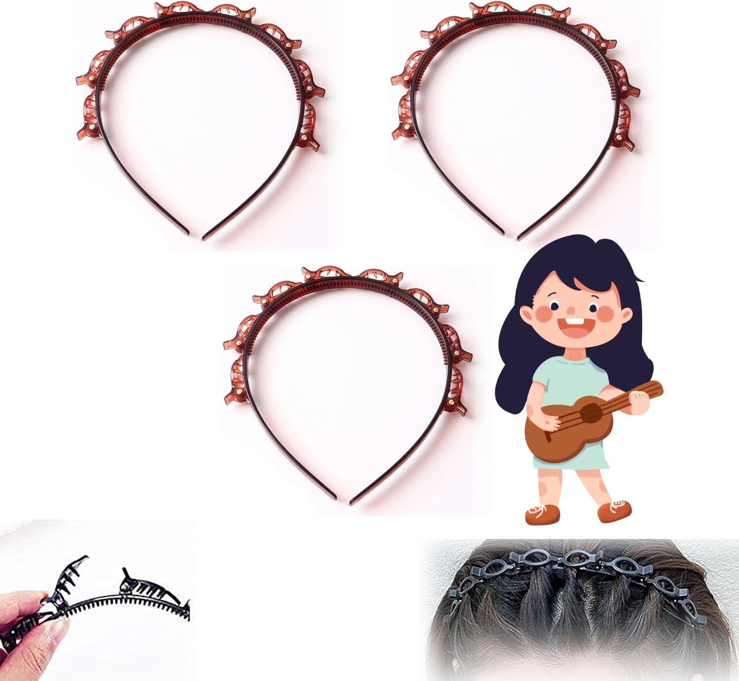 Hairband with Bangs Clip,Butterfly Clip Headband for Women,Bangs ...