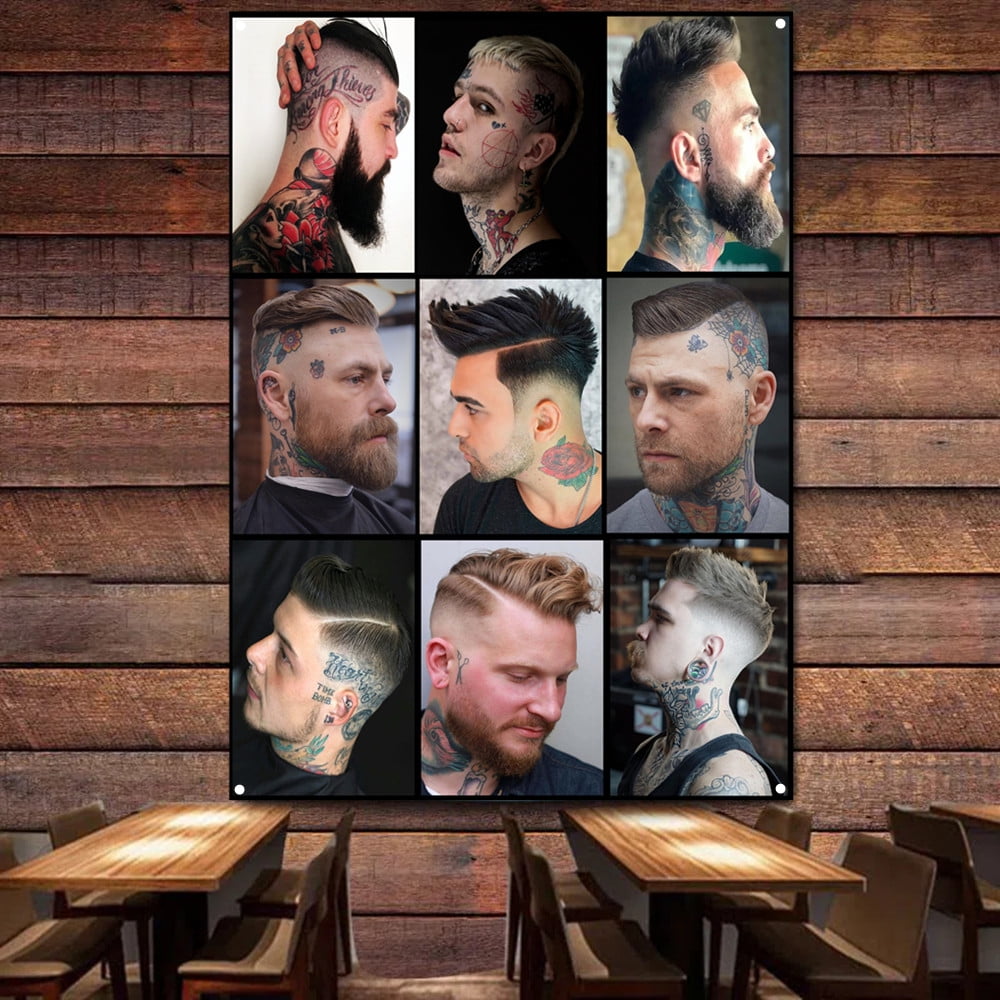 Haircut and Shave Service Signboard 38" x 57" Vintage Barber Shop Wall ...