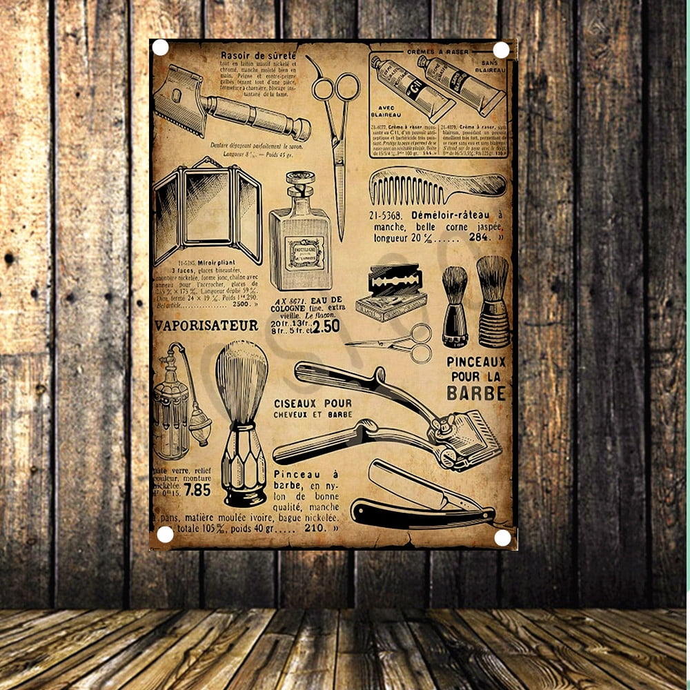 Haircut and Shave Service Signboard Vintage Barber Shop Wall Decor ...