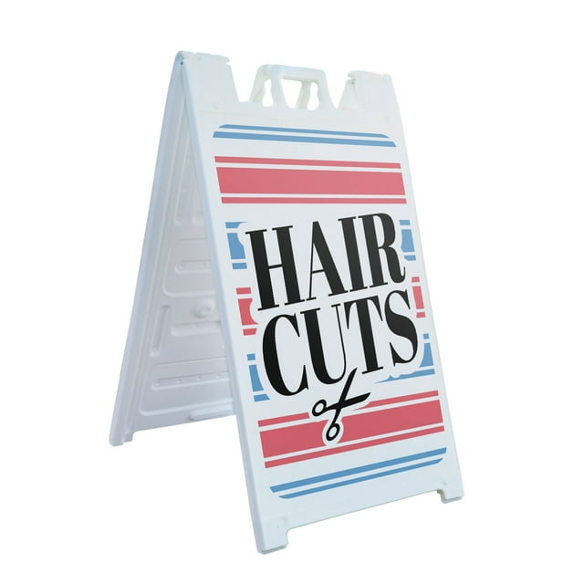 Haircuts 24" x 36" Double Sided A-Frame Sidewalk Sign, Includes 2 ...