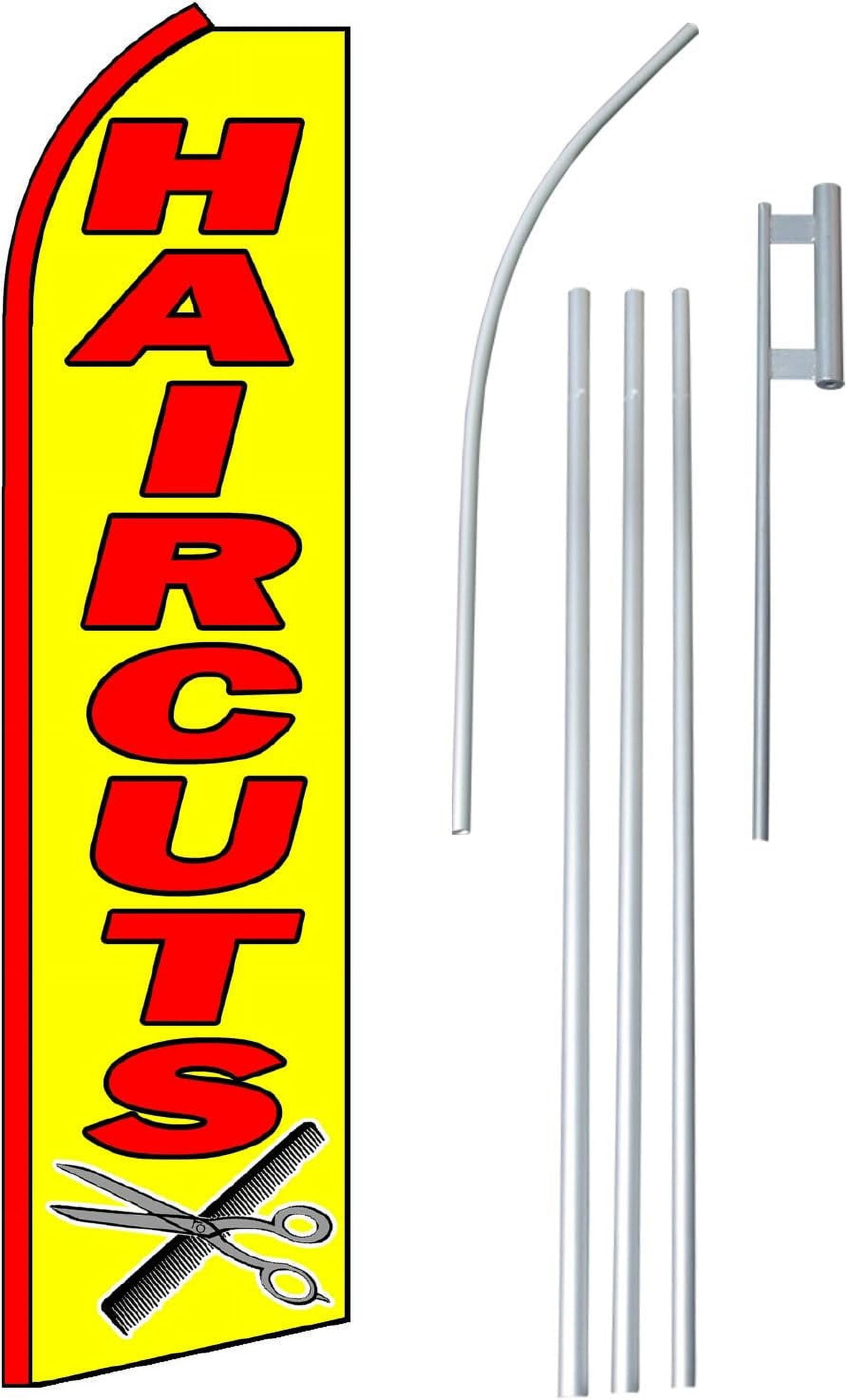 "Haircuts" Complete Flag Kit Includes 12' Swooper Business Flag with ...