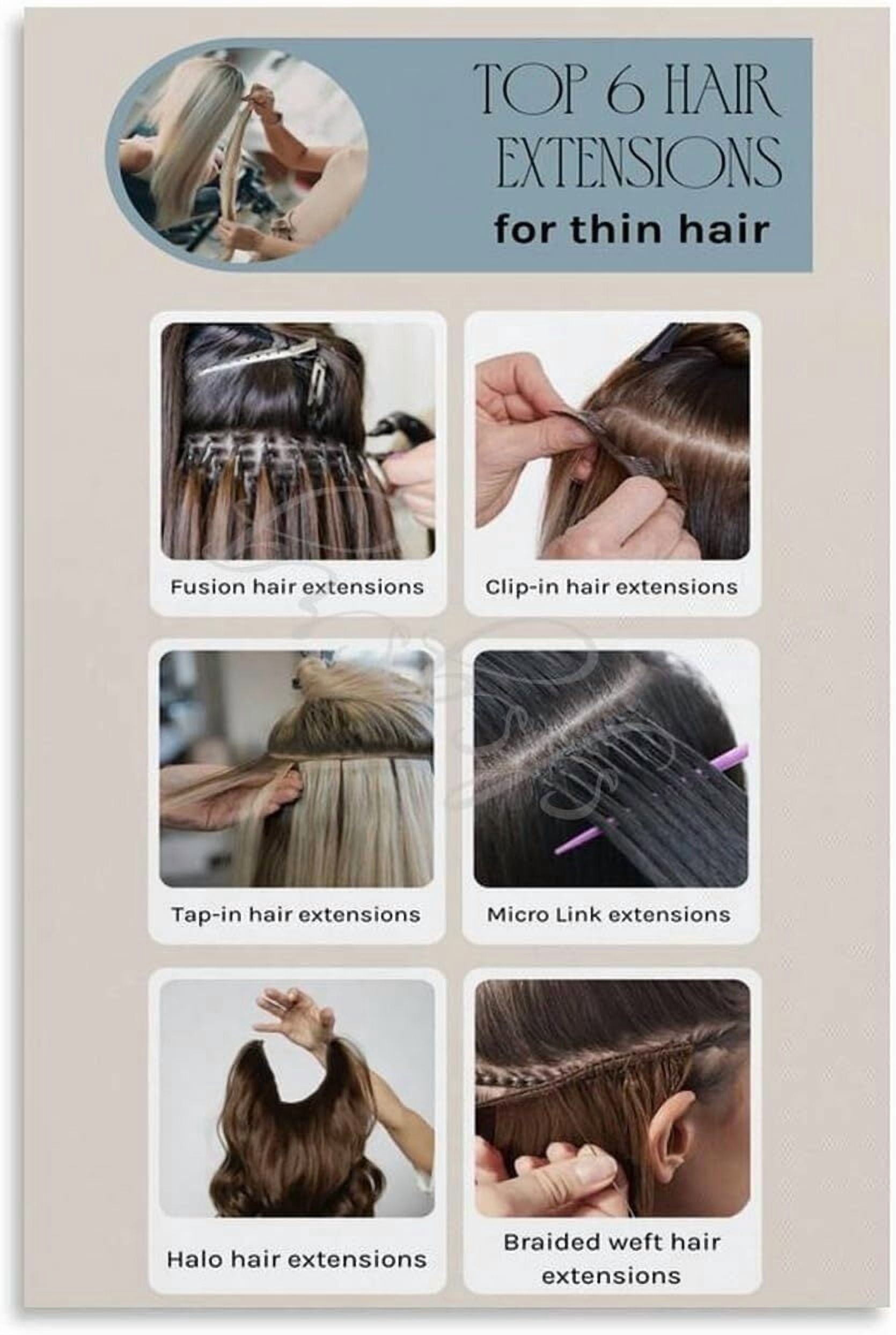 Hairdresser Hair Extension Salon Poster Top 6 Hair Extensions For Thin ...