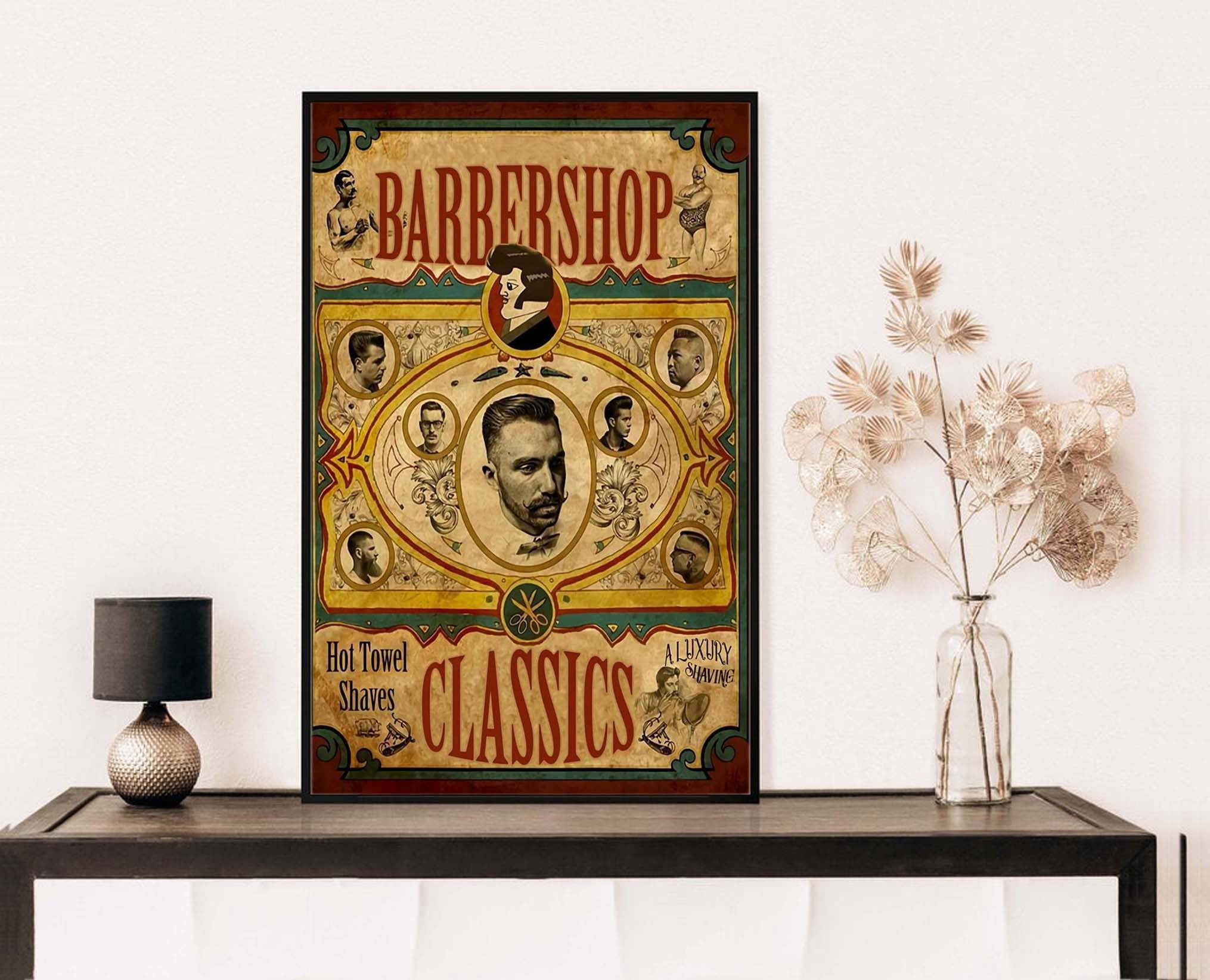Hairdresser Vintage Barber Shop poster, Haircuts Beards, Beauty ...