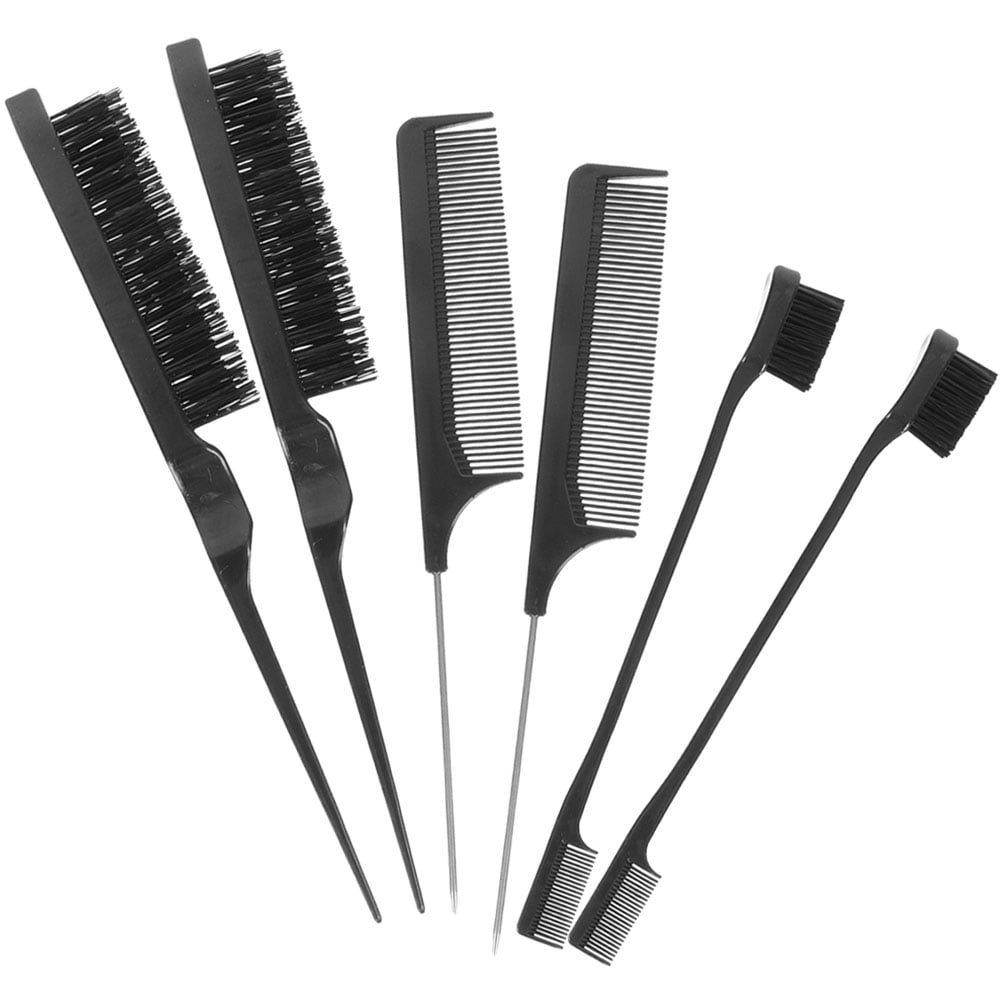 TABLZONE Three Row Comb Dual Tip Hair Brush Black Plastic 6Pcs ...