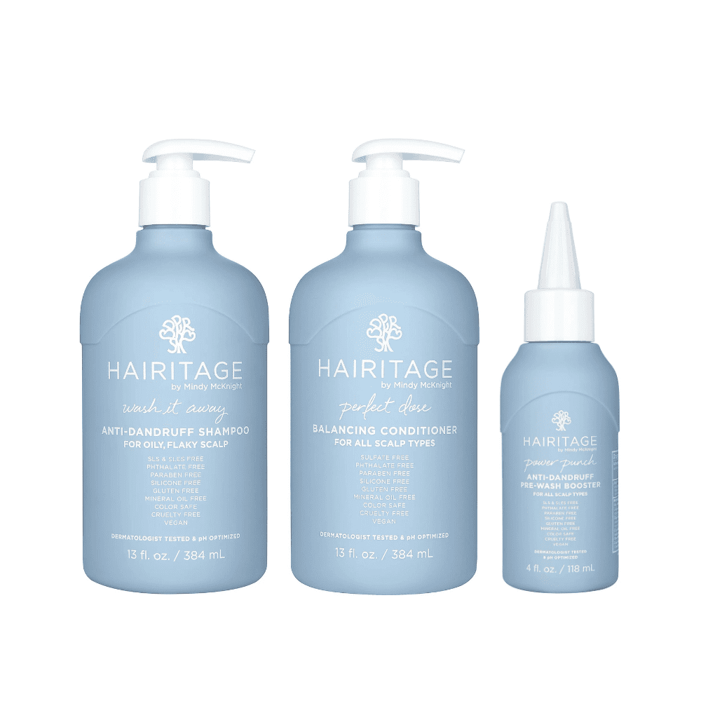 Hairitage Power Punch Anti-Dandruff Pack: Pre-Wash Treatment, Shampoo ...