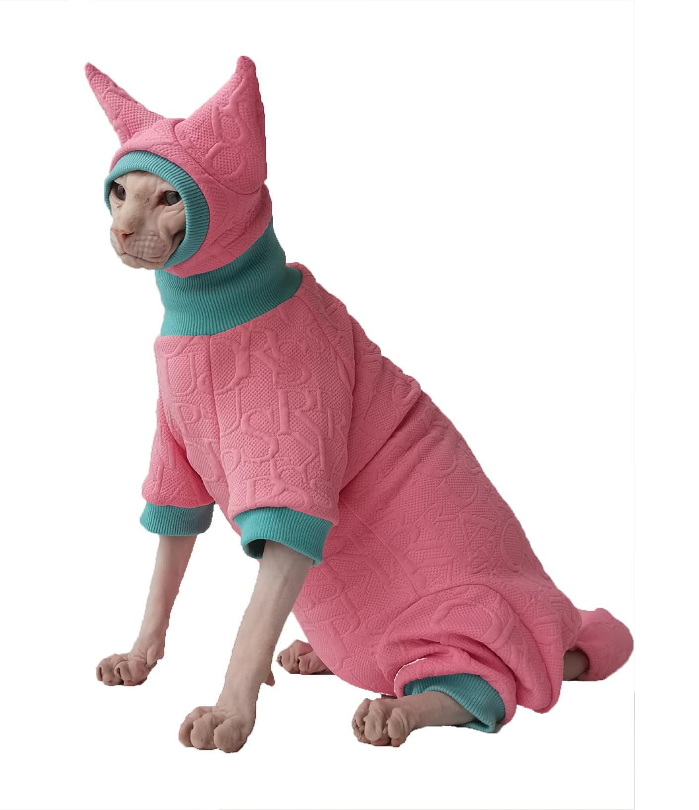 Hairless Cat Clothes Sphynx Cat Pajamas Outfits Kitten Clothes with Hat ...