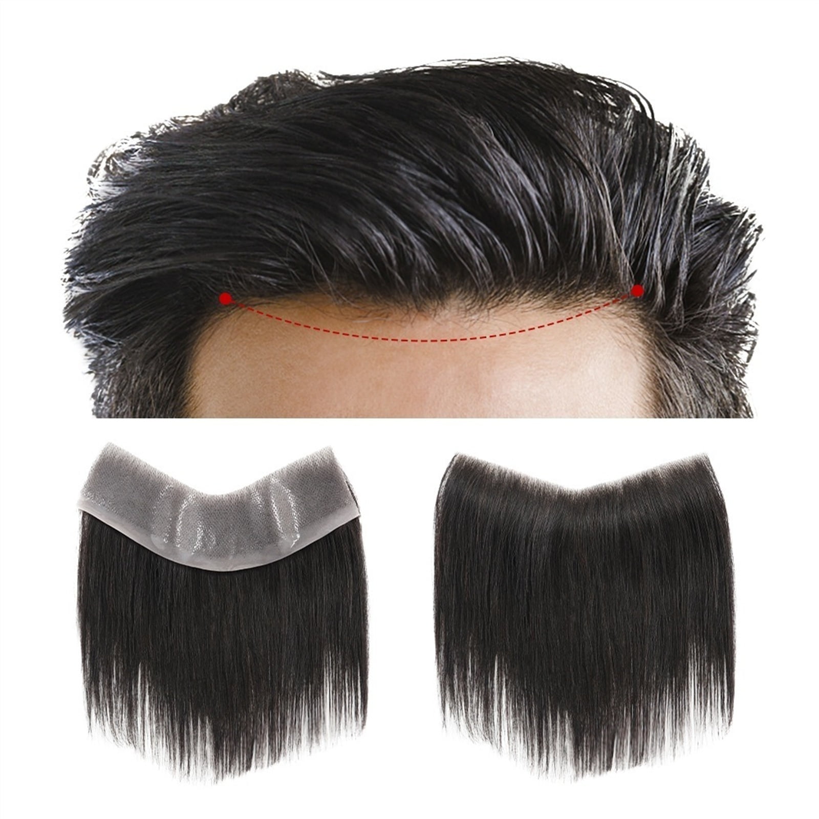 Hairline Toupee Frontal Hairpiece, Indian Human Hair System 4cmx18cm V ...
