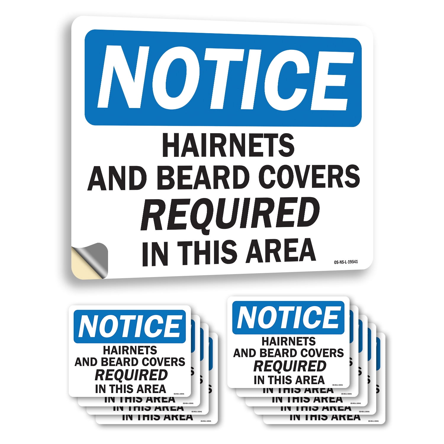 Hairnets and Beard Covers Required In This Area OSHA Notice Vinyl Decal ...