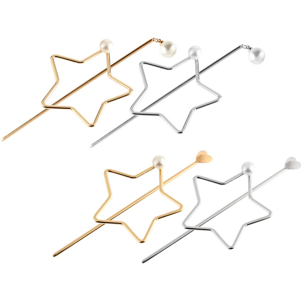 Hairpin 4 Pcs Sticks for Buns Pearl Clips Accessories Japanese-style ...