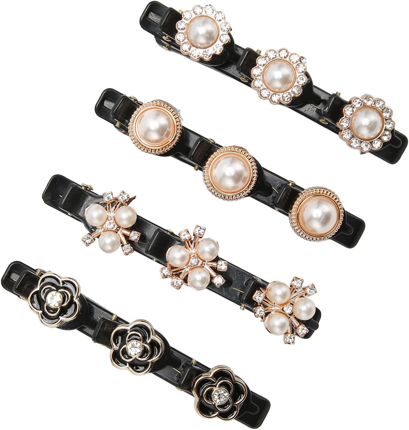 Hairpin Duckbill Clips, Portable Sparkly Double Layered 4Pcs Braided ...