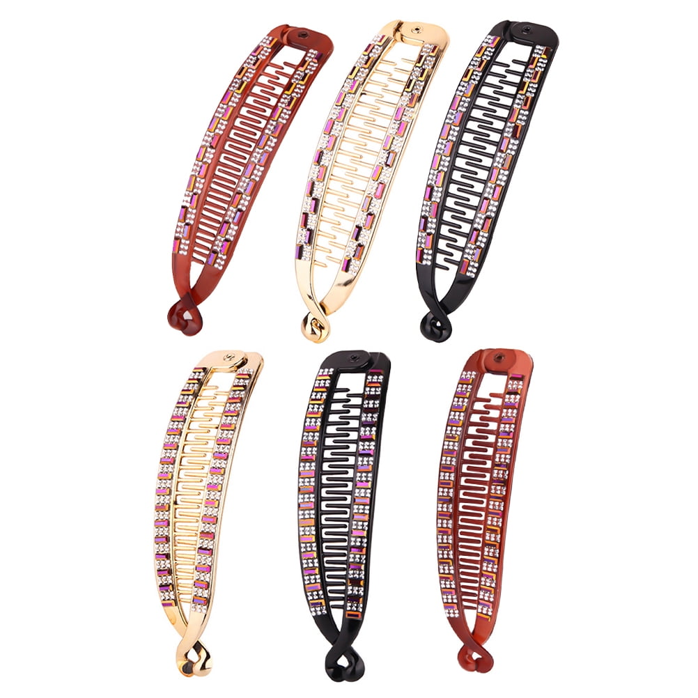 Hairpin Rhinestone Clips Clamp Plastic Fish Ponytail Women's Dense ...