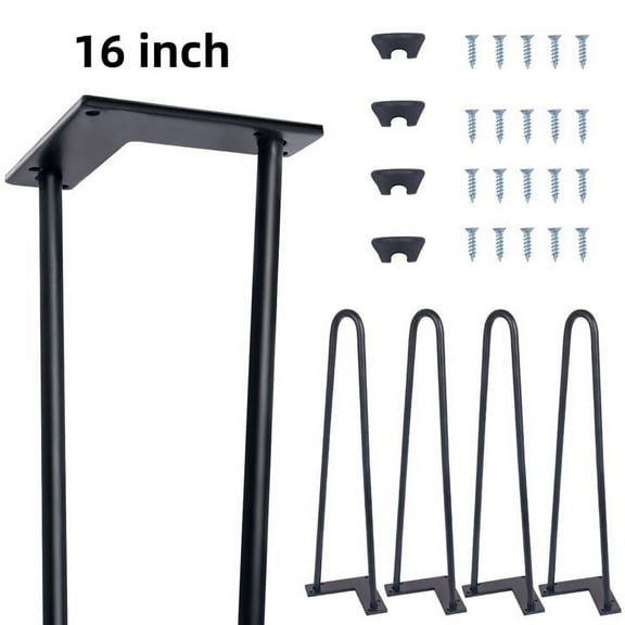 Modern Hairpin Table Legs, 6" Black Set of 4, Heavy Duty Carbon Steel ...