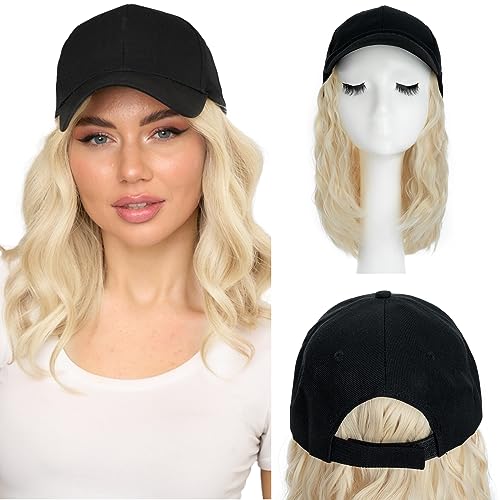 Hairro Cap with Hair Attached For Women Wig Hat with Hair Short Bob ...